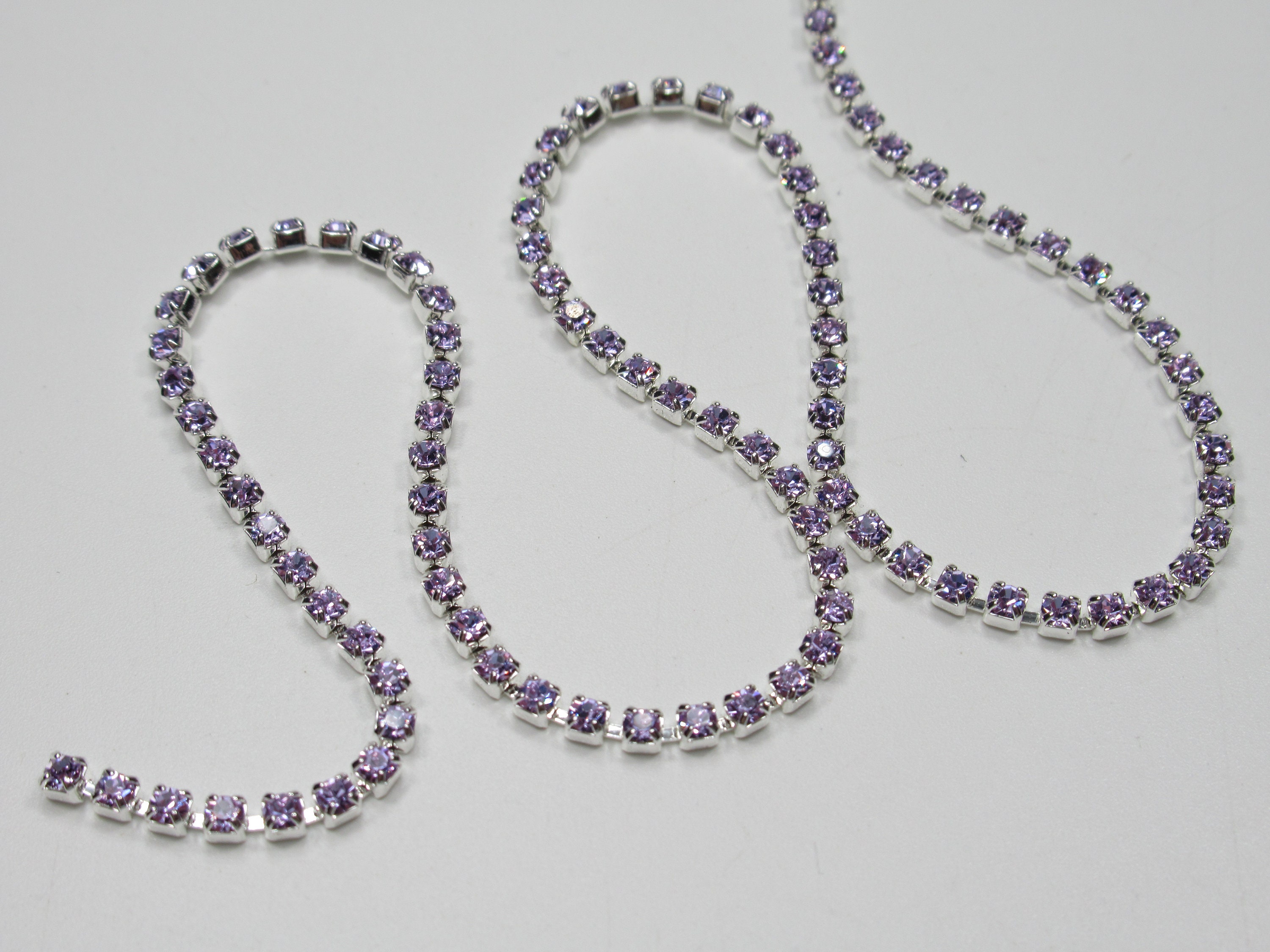 2mm Violet Purple Rhinestone Chain Silver Setting Violet | Etsy