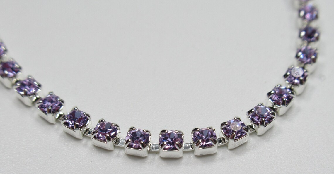 2mm Violet Purple Rhinestone Chain Silver Setting Violet | Etsy