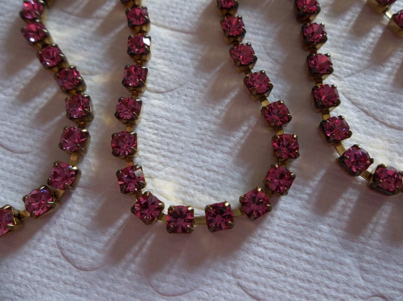 3mm Pink Rhinestone Cup Chain Brass Setting Rose Pink | Etsy