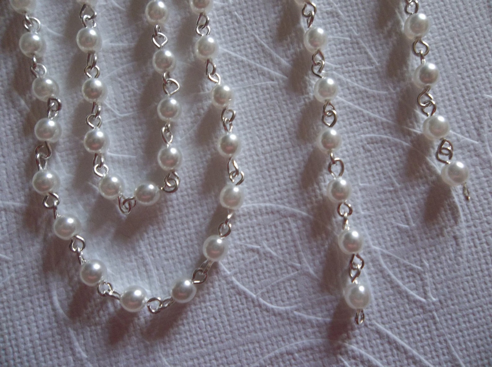 Beaded Chain Bead Chain Rosary Chain 4mm White Pearl | Etsy