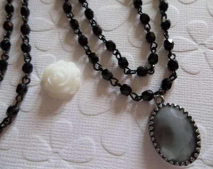 Beaded Chain Bead Chain Rosary Chain 4mm Black Beaded Chain Black Bead ...