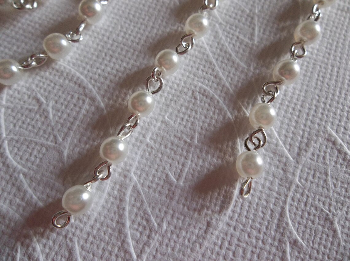 Beaded Chain Bead Chain Rosary Chain 4mm White Pearl - Etsy