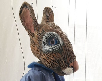 Grey rabbit marionette MADE-TO-ORDER | Etsy