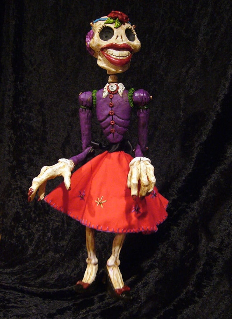 Large Day of the Dead Lady Skeleton Marionette made-to-order - Etsy