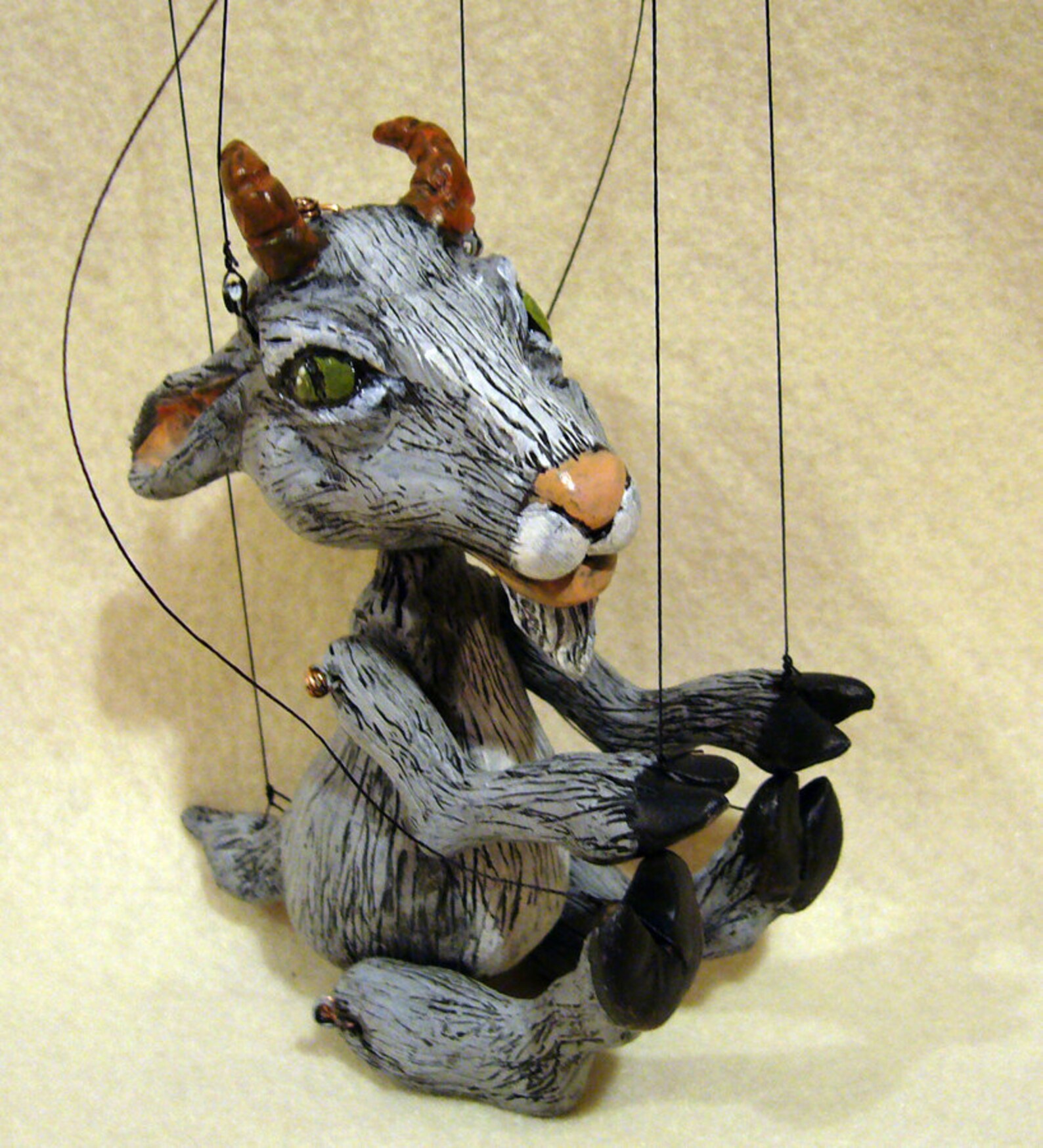 Grey Goat Marionette Hand-made OOAK - Etsy
