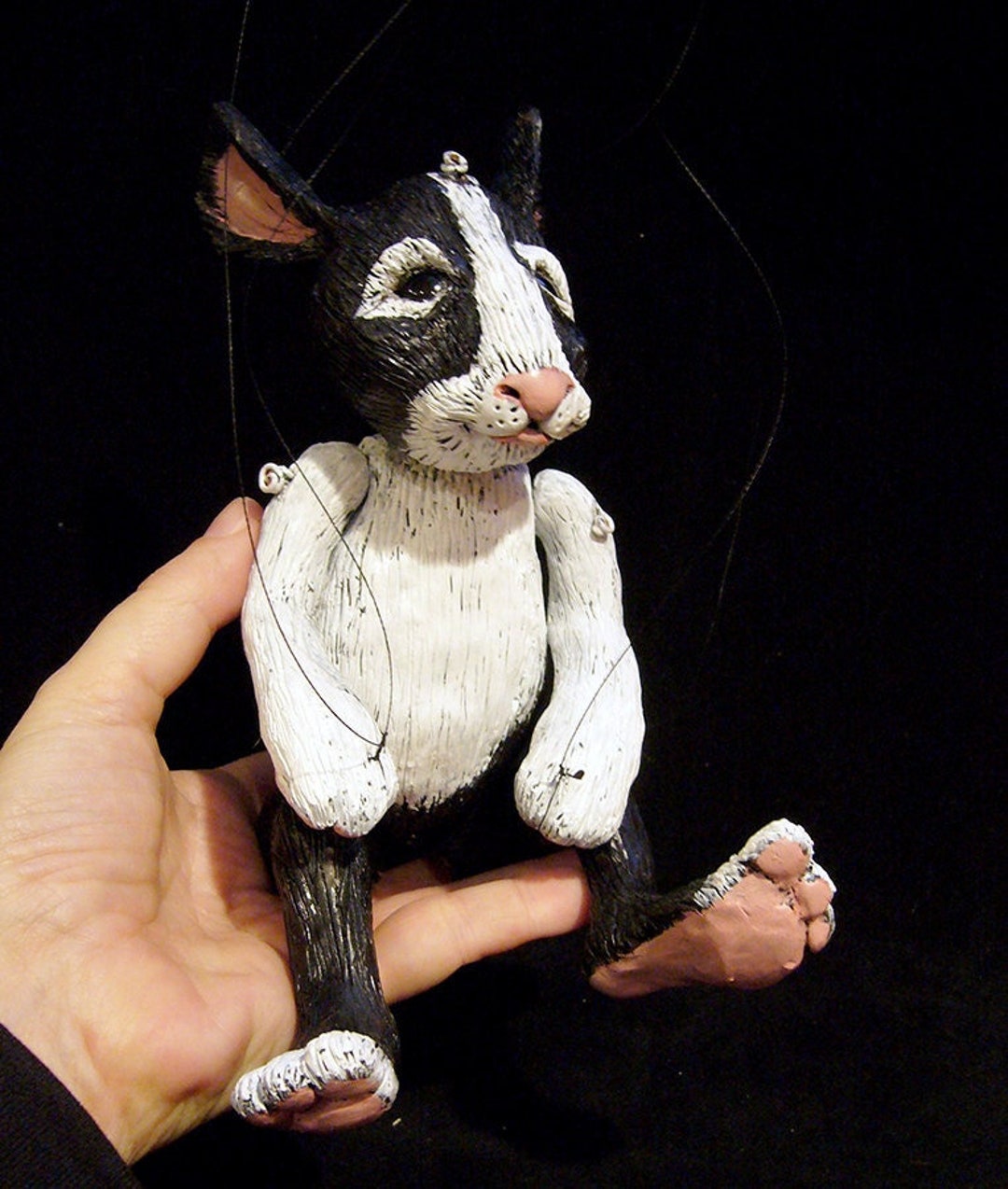 Black and White Rabbit Marionette, MADE-TO-ORDER - Etsy