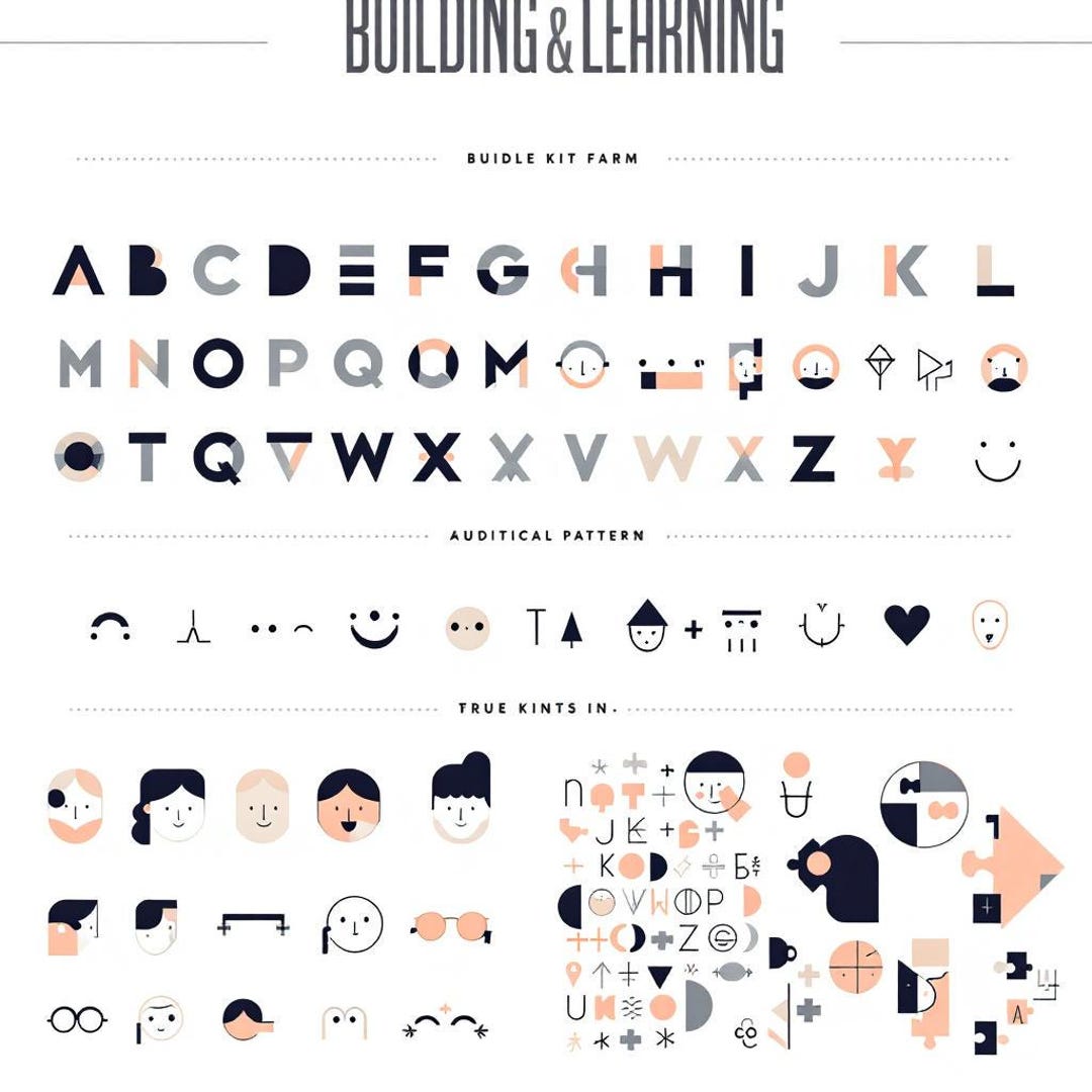 Kids Build & Learn SVG Kit: Alphabet, Faces, Puzzle Templates (digital ...