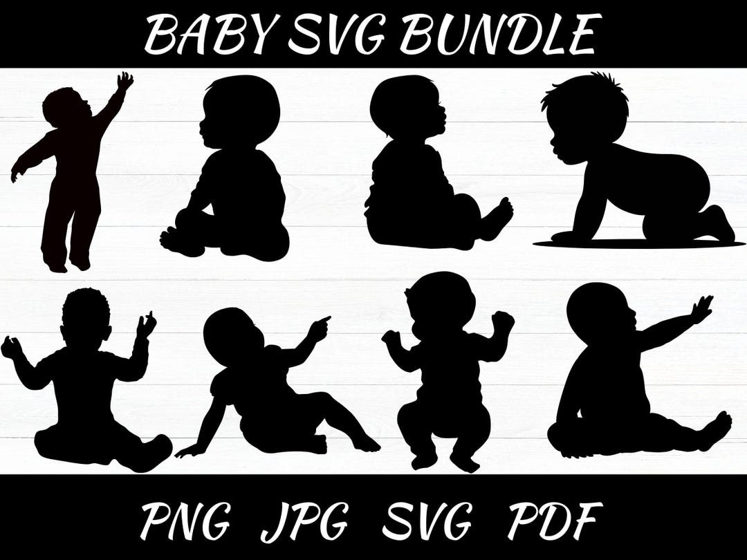 Baby Svg - Baby Silhouette - Child Silhouette - Baby Clipart - Kids ...