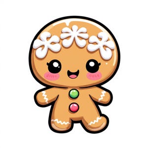 Kawaii Christmas Gingerbread Cookie SVG – Chibi Clipart (print & Cut ...
