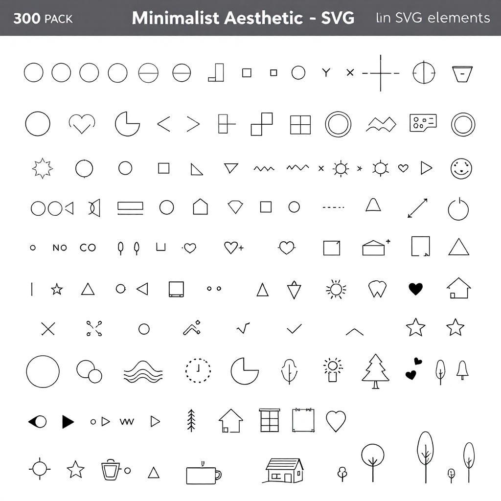 Minimalist Line Art Icon SVG Pack | 300 Boho Outline Elements (digital ...