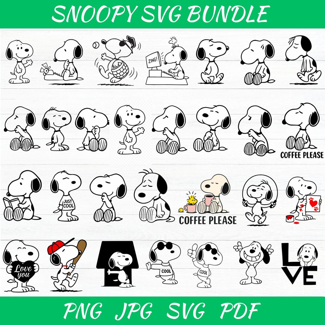 Snoopy Dog Svg Bundle - Snoopy Svg - Snoopy Png - Charlie Brown Svg ...