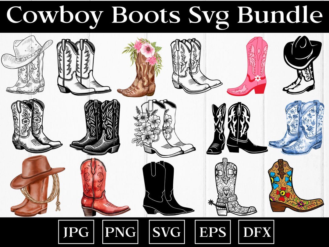 Cowboy Boot SVG Bundle - Western Boot Clipart - Country Cowboy Cut ...