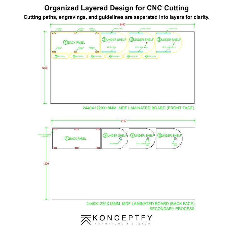 CNC Bookshelf, Plywood Table Plan, DXF Vector Files for CNC Cutting - Etsy
