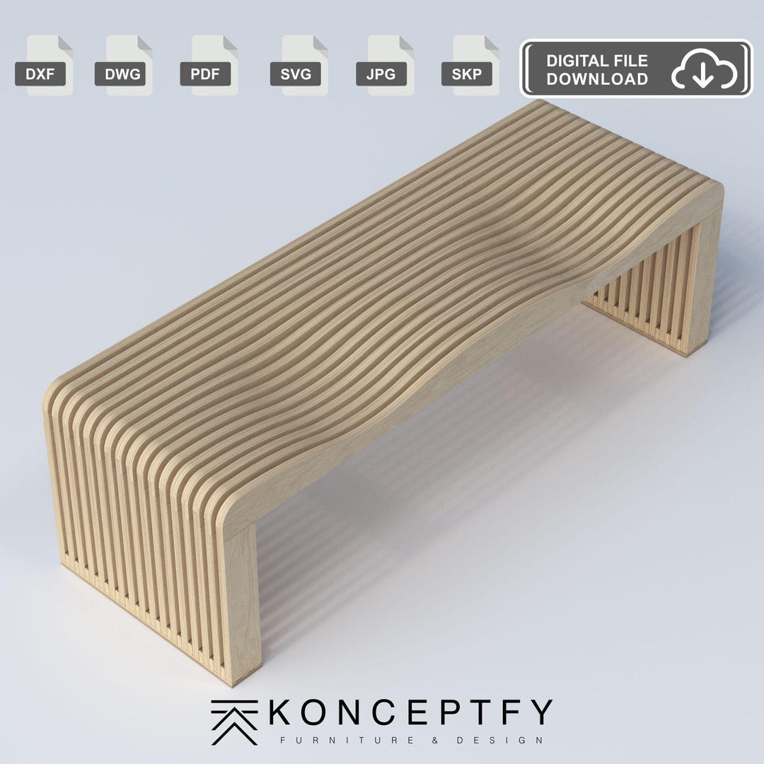 Ripplewave Wooden Bench – CNC Cut Design - Etsy