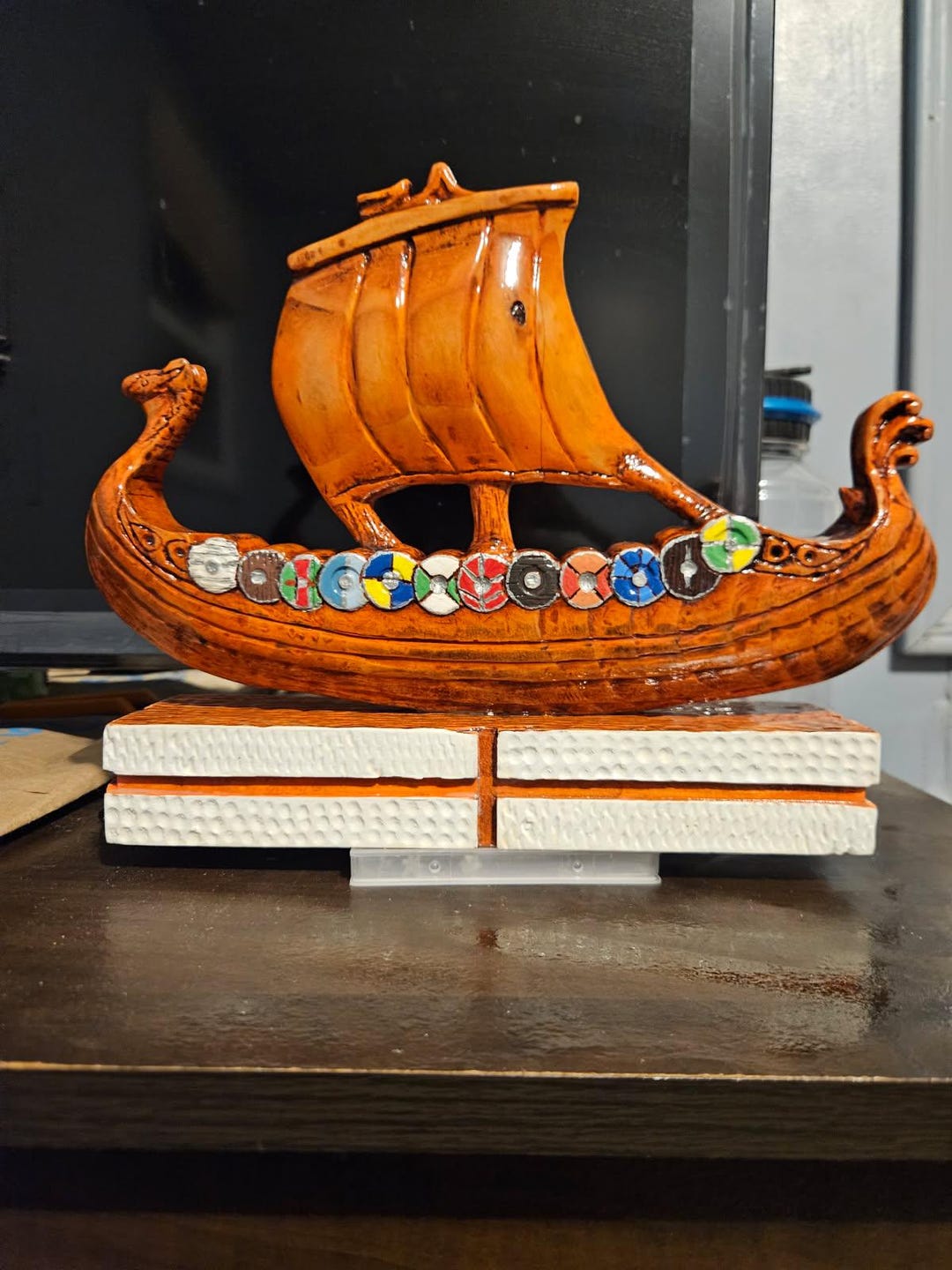 Wood Carved Viking Ship. - Etsy