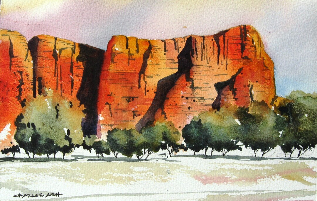 Red Rocks 2 - Original Watercolor Painting - Etsy