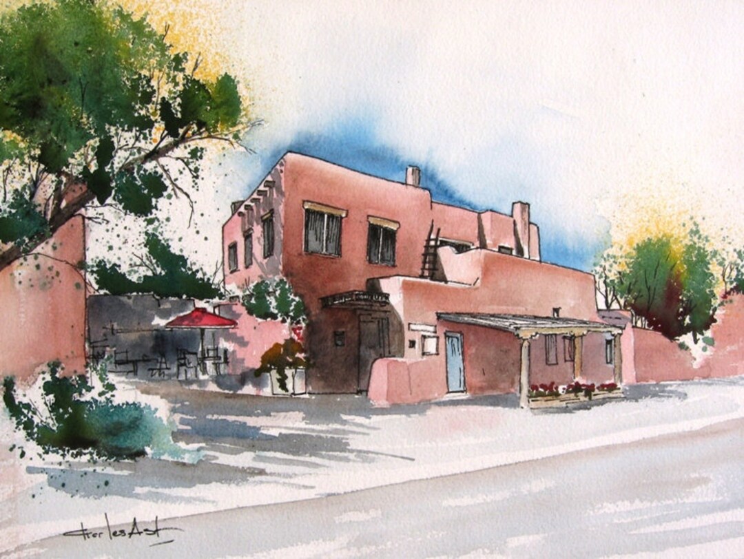 Pink Adobe - 16" X 12" Original Watercolor Painting - Etsy