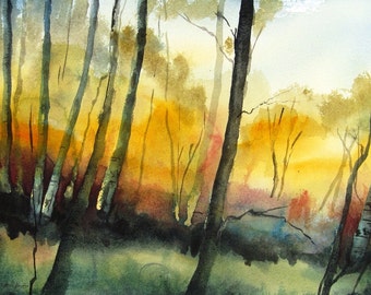 Aspen Colors IV Original Watercolor Painting | Etsy