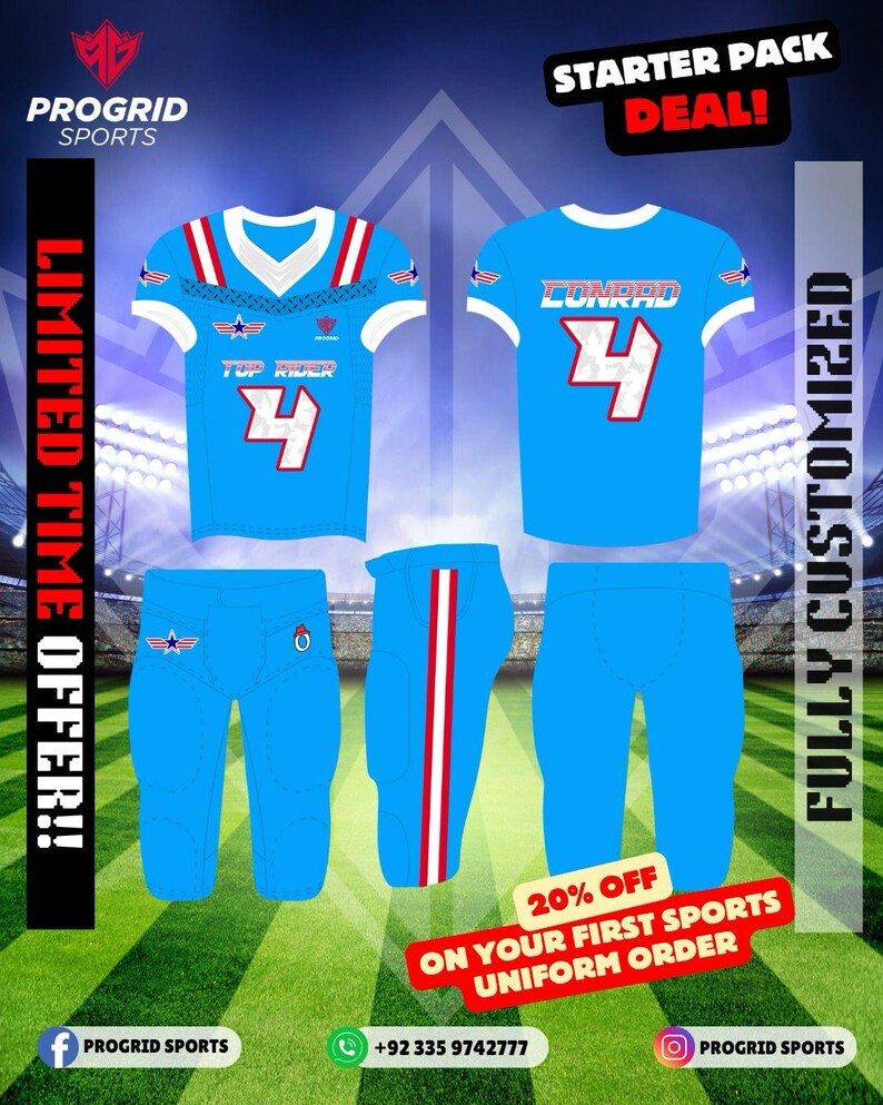 Custom American Football Uniform Set – Personalized Team Jersey & Pants ...