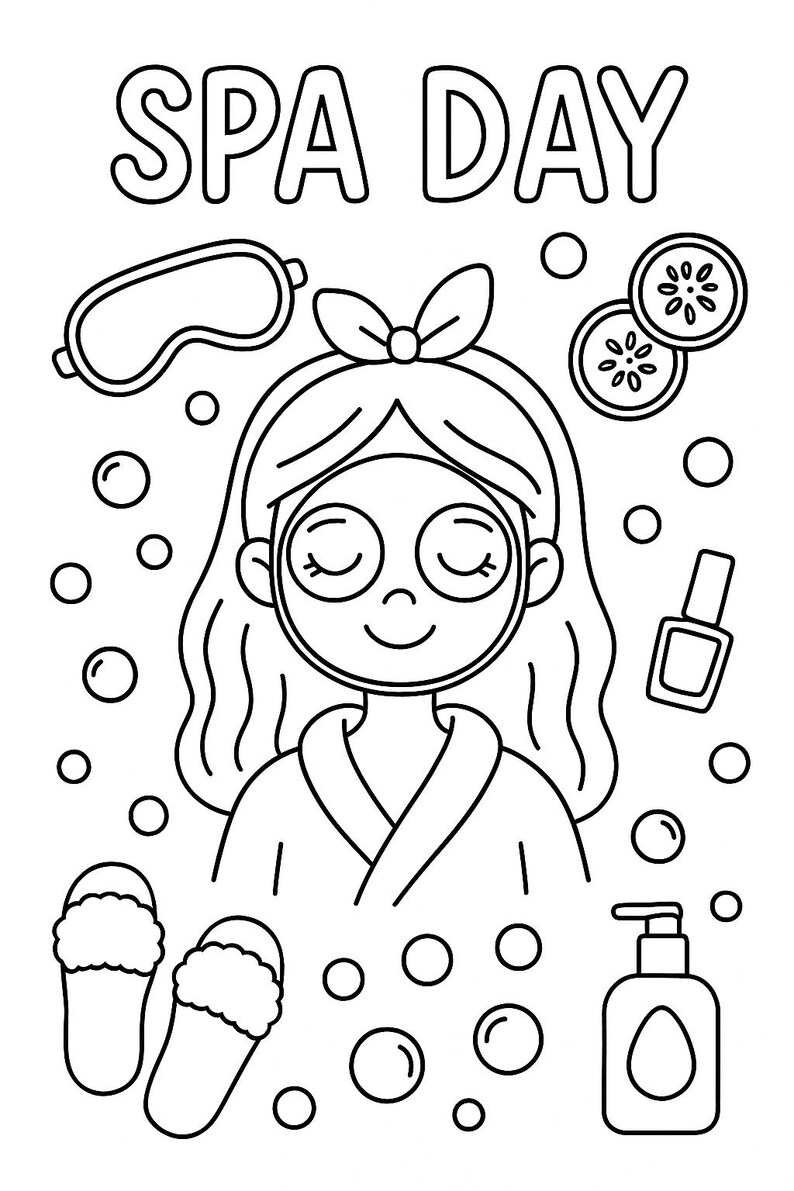 Spa Party Coloring Pages for Tweens – Printable Spa-themed Fun for ...