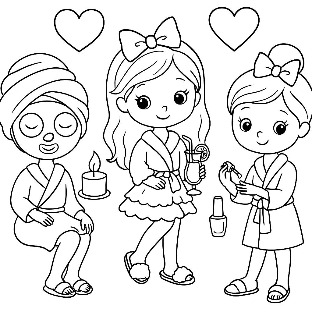 Spa Party Coloring Pages for Tweens – Printable Spa-themed Fun for ...