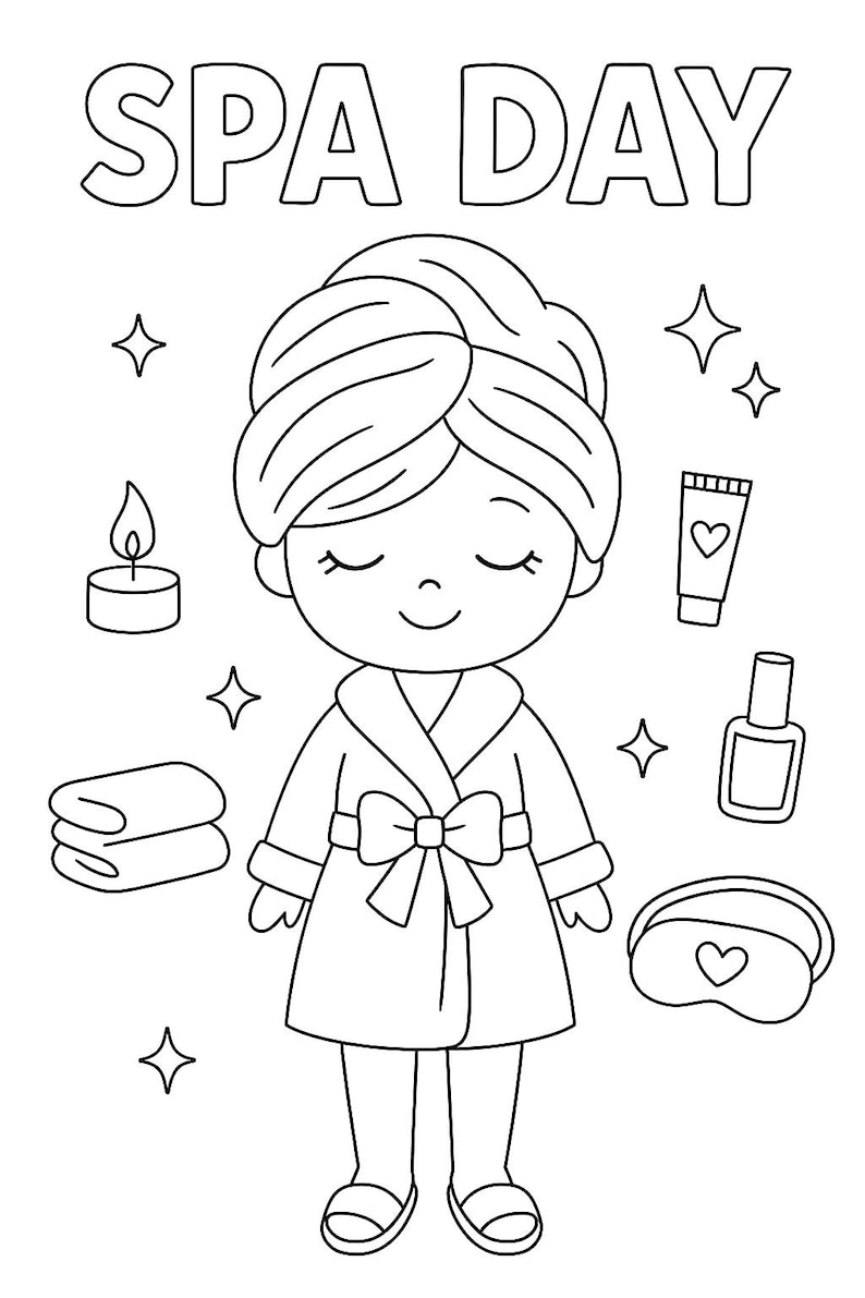 Spa Party Coloring Pages for Tweens – Printable Spa-themed Fun for ...