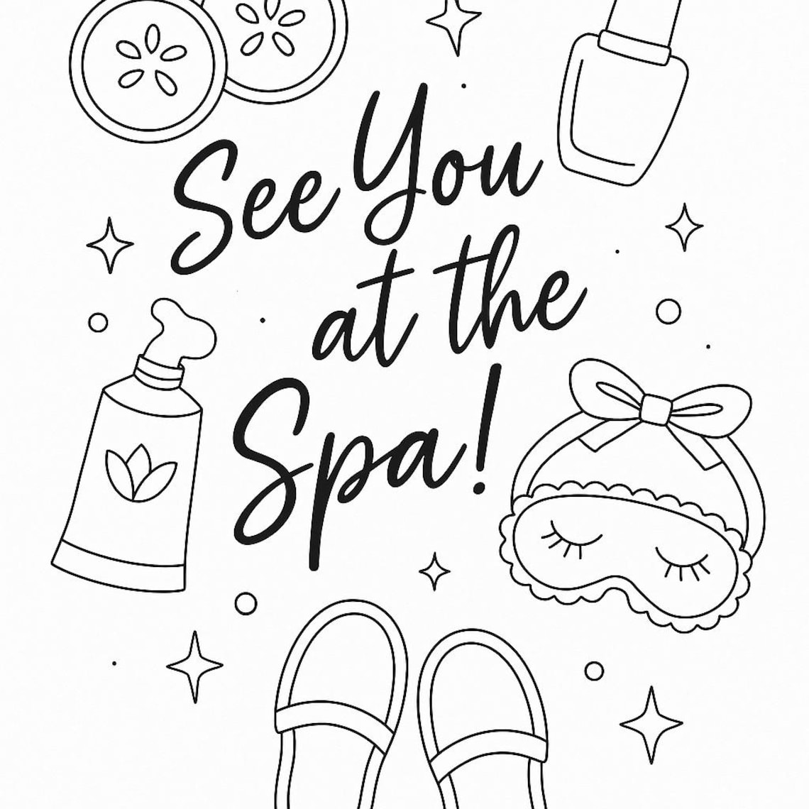 Spa Party Coloring Pages for Tweens – Printable Spa-themed Fun for ...