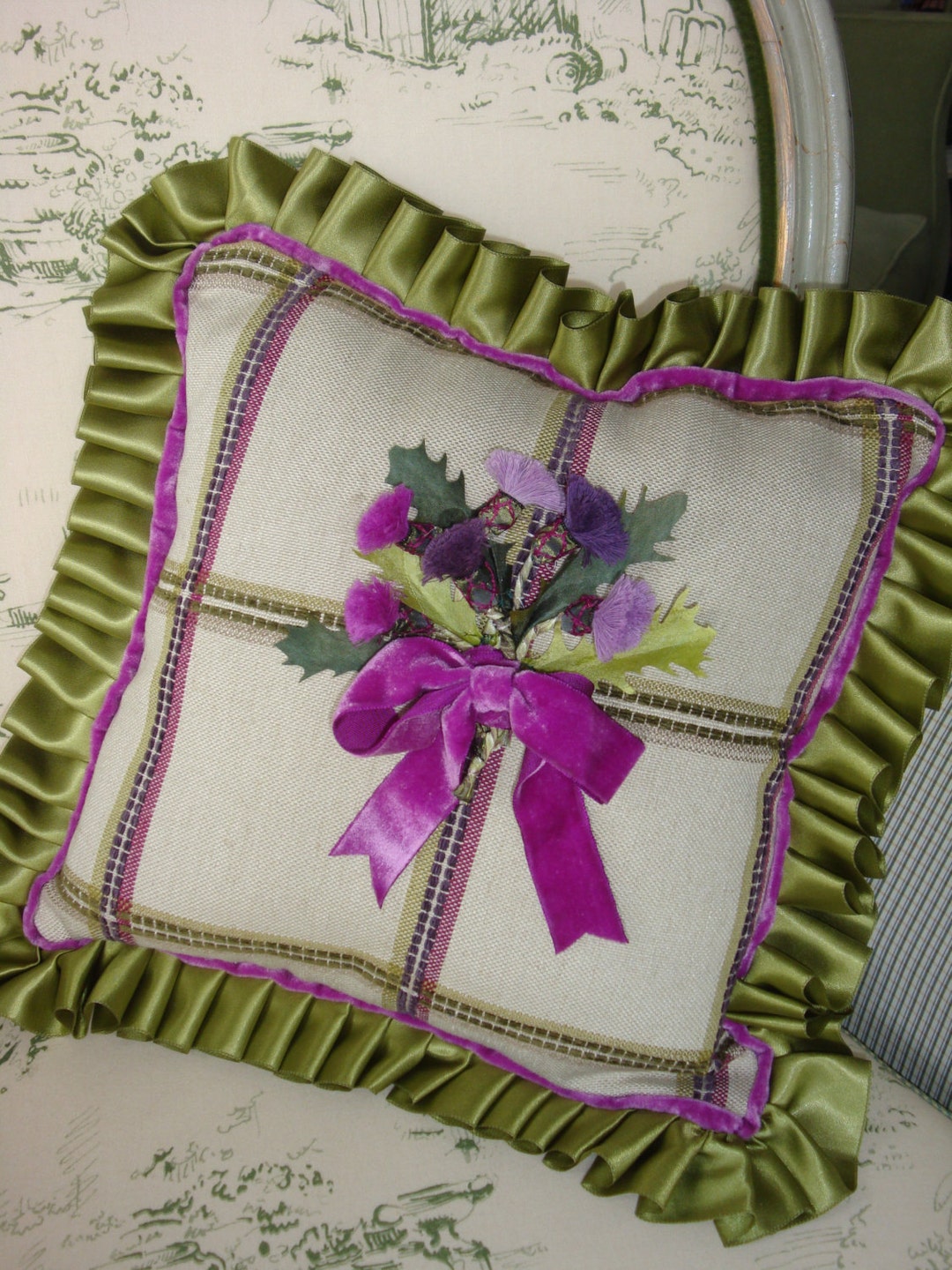 Scottish Thistle Ribbon Pillow - Etsy