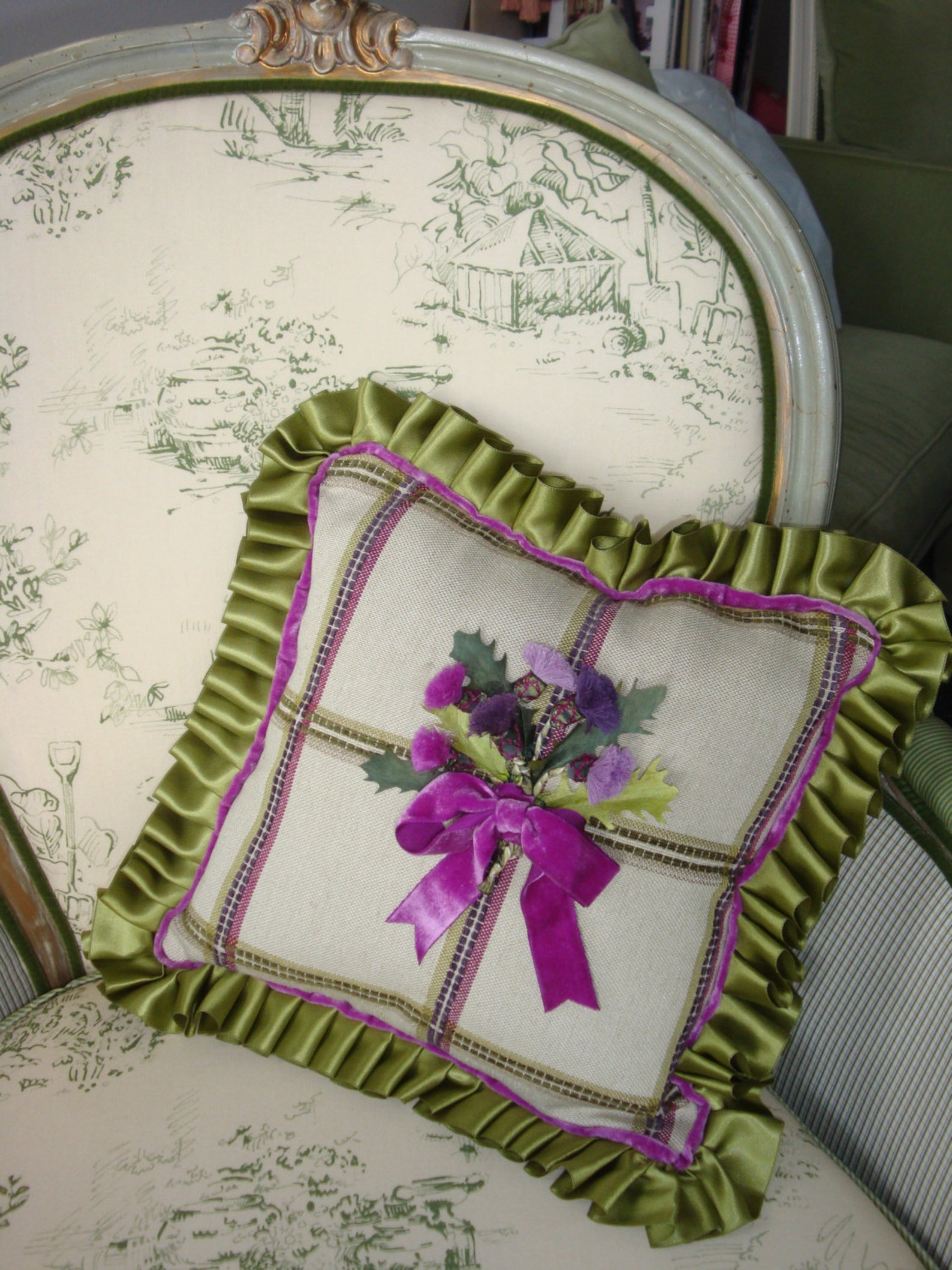 Scottish Thistle Ribbon Pillow - Etsy