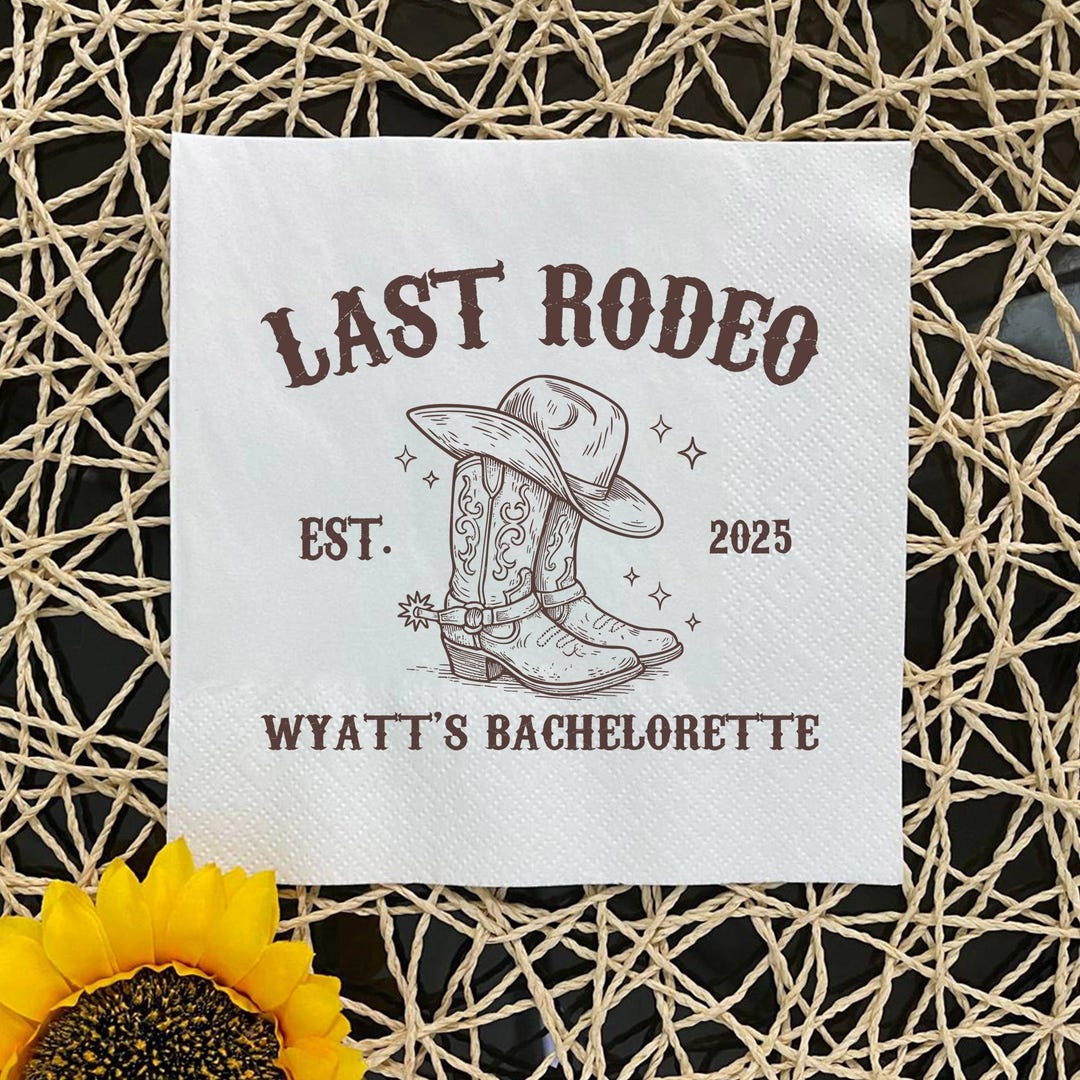Personalized Last Rodeo Bachelorette Party Napkins, Cowgirl Bridal ...