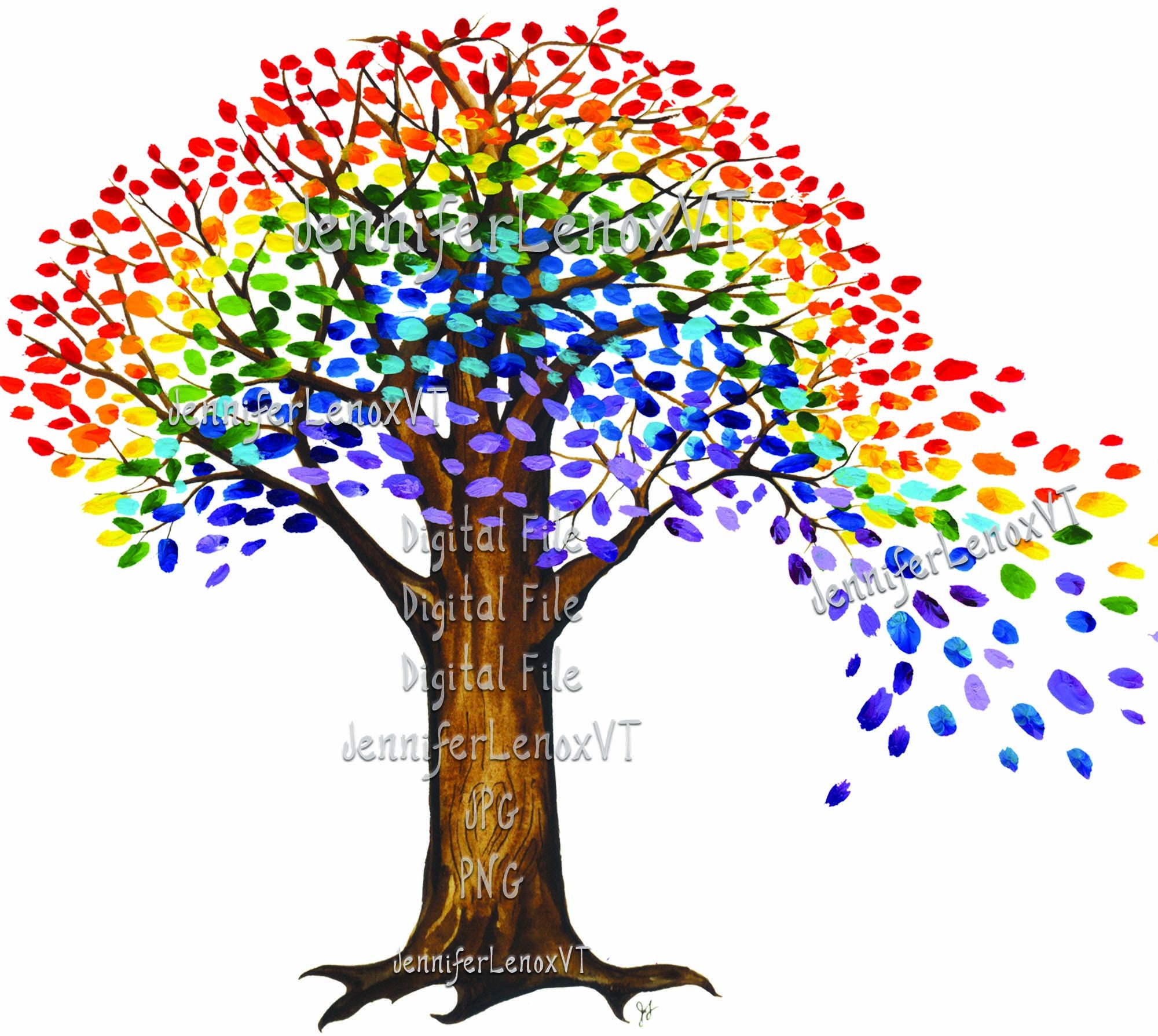 Rainbow Tree Clip Art Digital Download PNG JPG | Etsy Australia