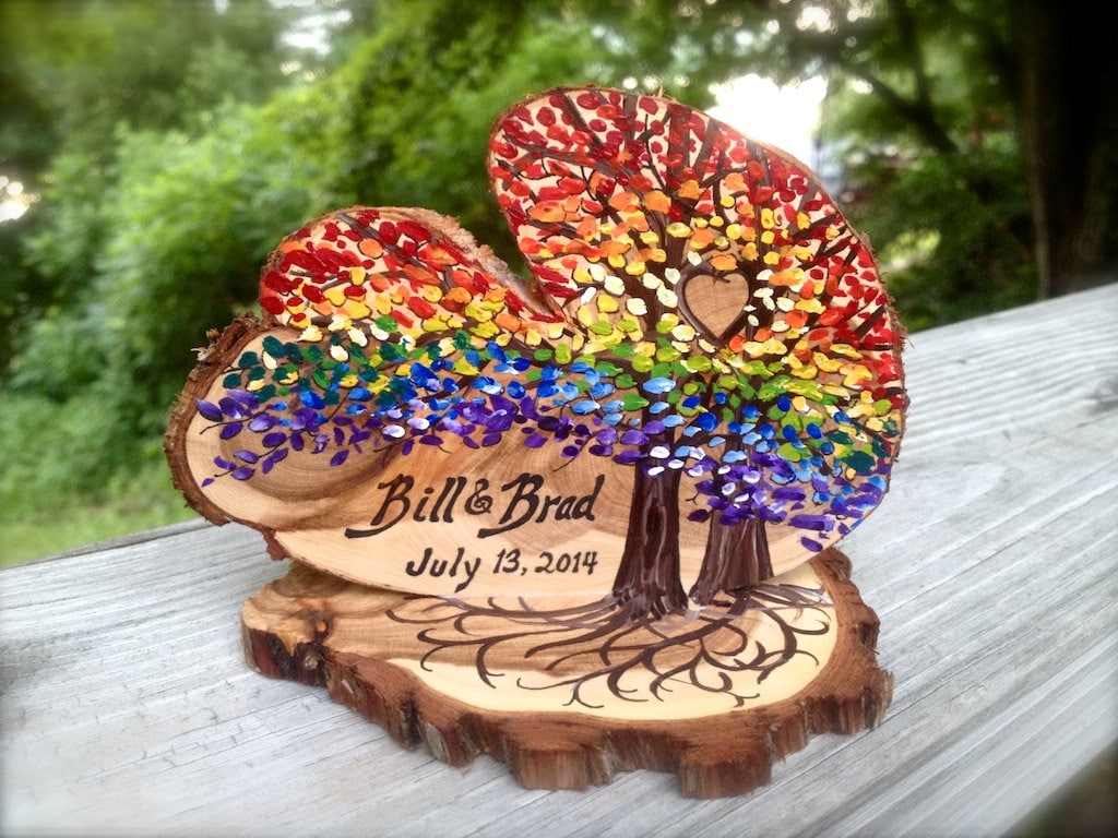 Rainbow Trees Custom Wedding Cake Topper Tree of Life | Etsy