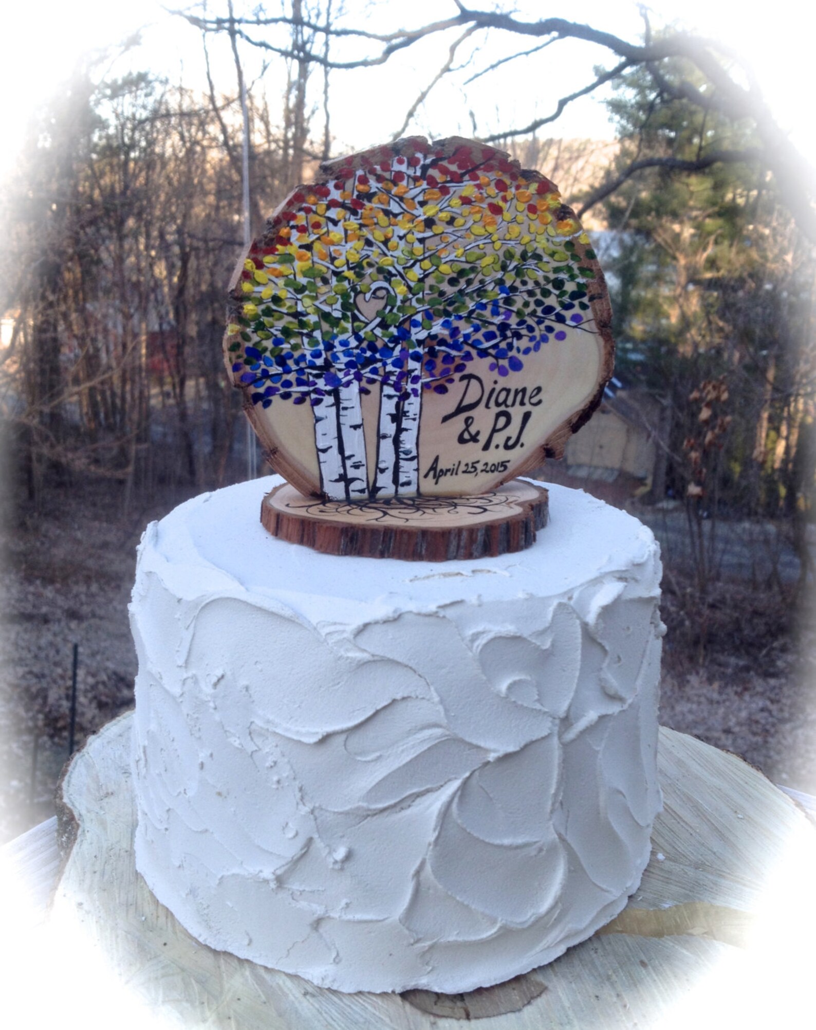 Birch, Aspen Trees Wedding Cake Topper Custom Wedding Colors - Etsy