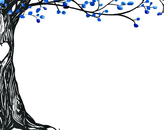 Tree With Heart and Blue Leaves for Place Cards and Invitations - Etsy