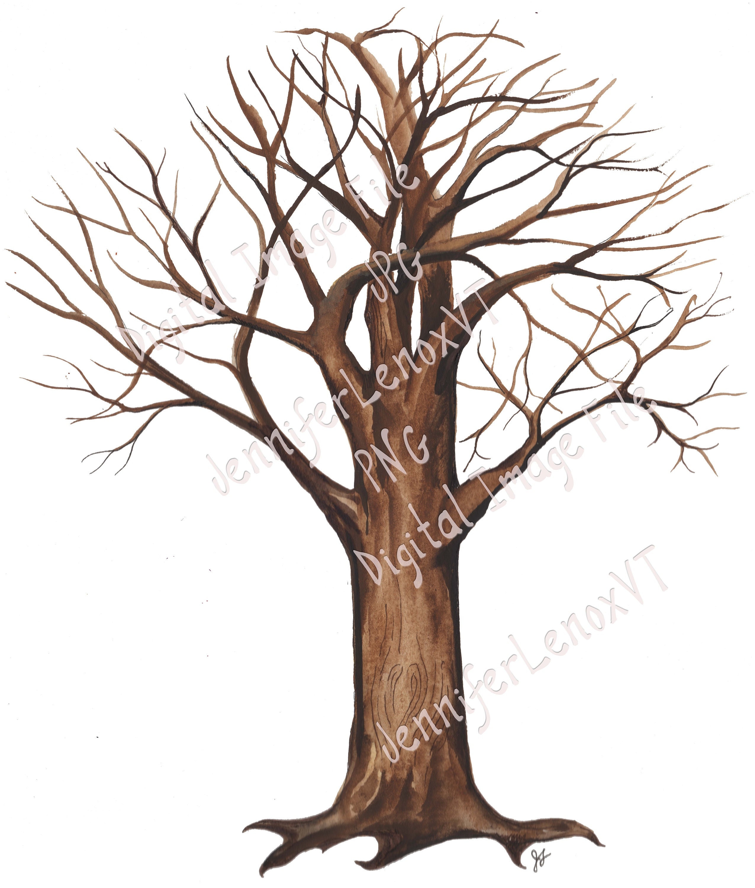 Watercolor Tree Trunk