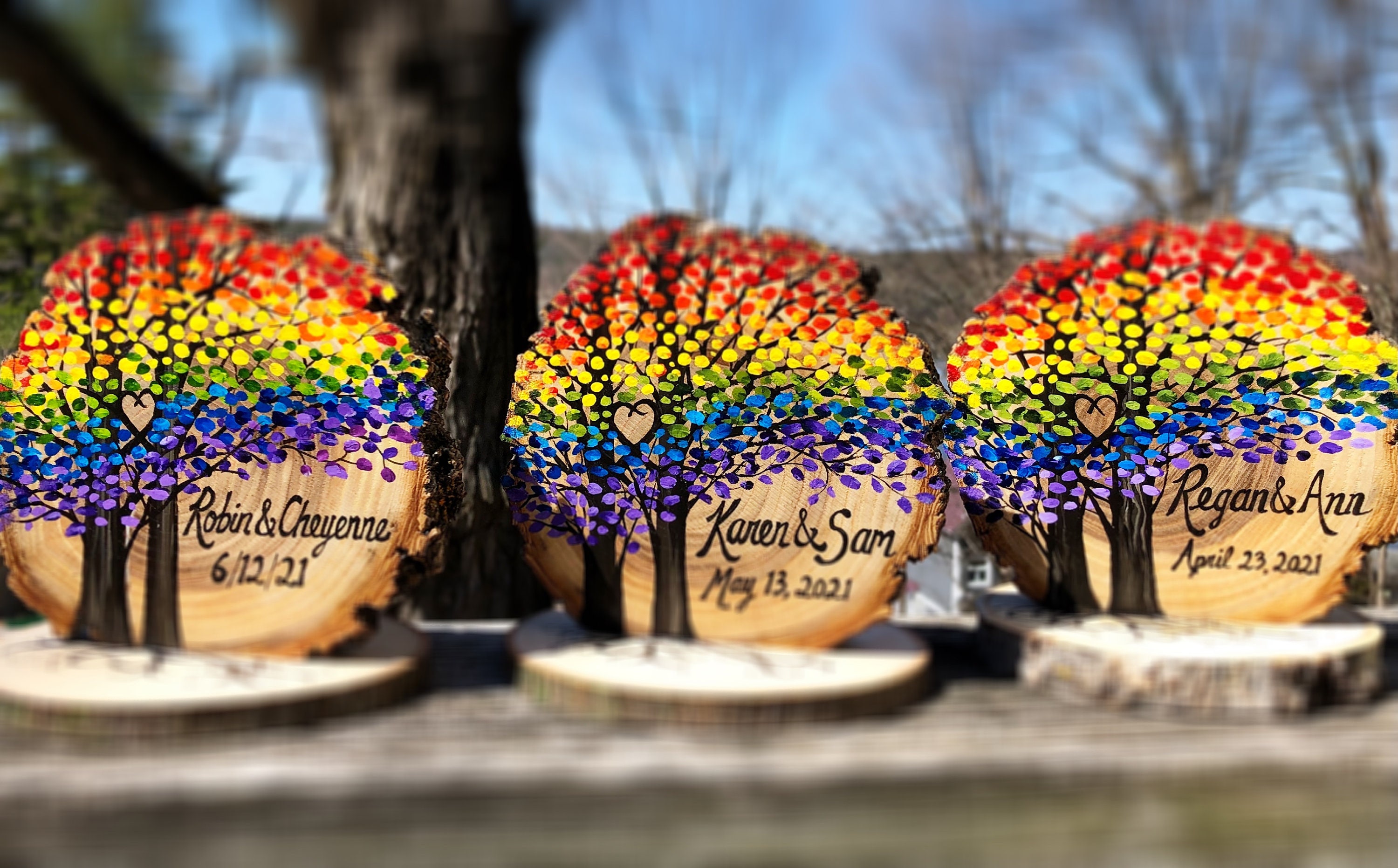 Rainbow Trees Custom Wedding Cake Topper, Tree of Life - Etsy Canada