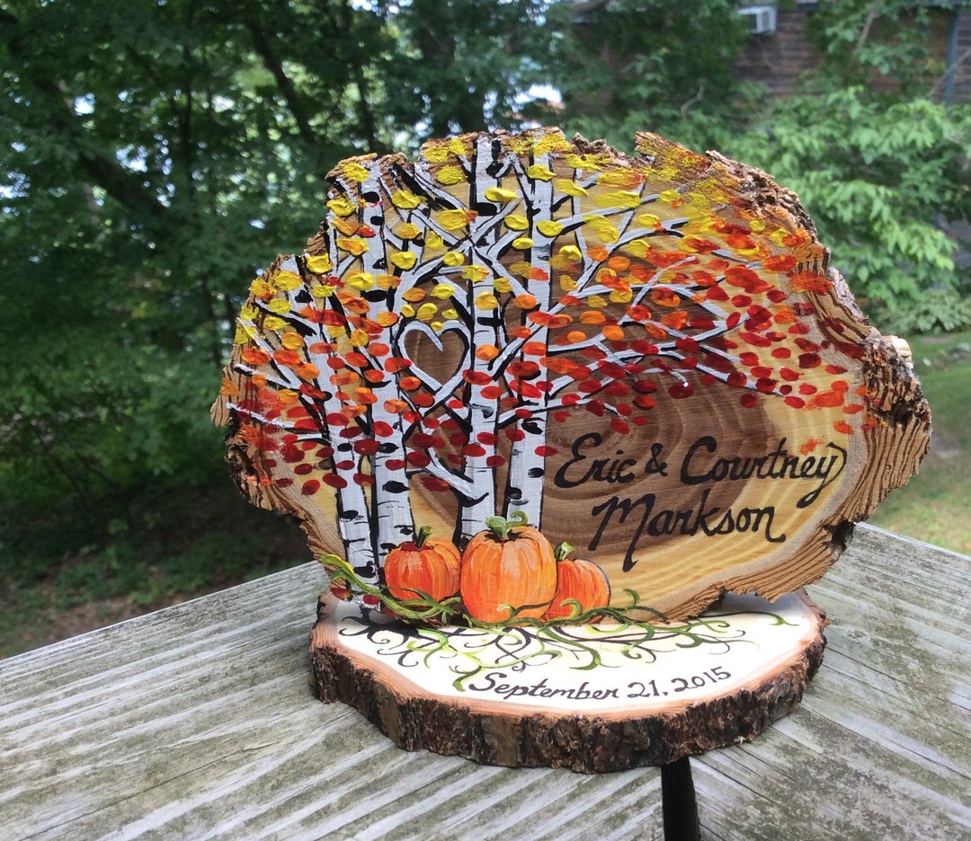 Birch, Aspen Trees Wedding Cake Topper Custom Wedding Colors - Etsy