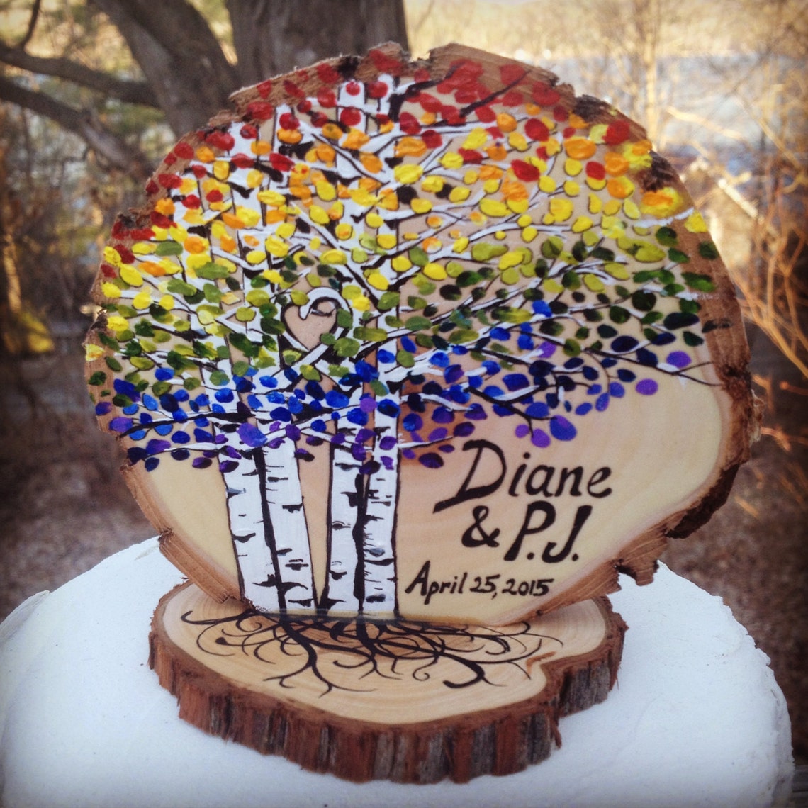 Rainbow Birch Aspen Trees Colorful Wedding Cake Topper - Etsy