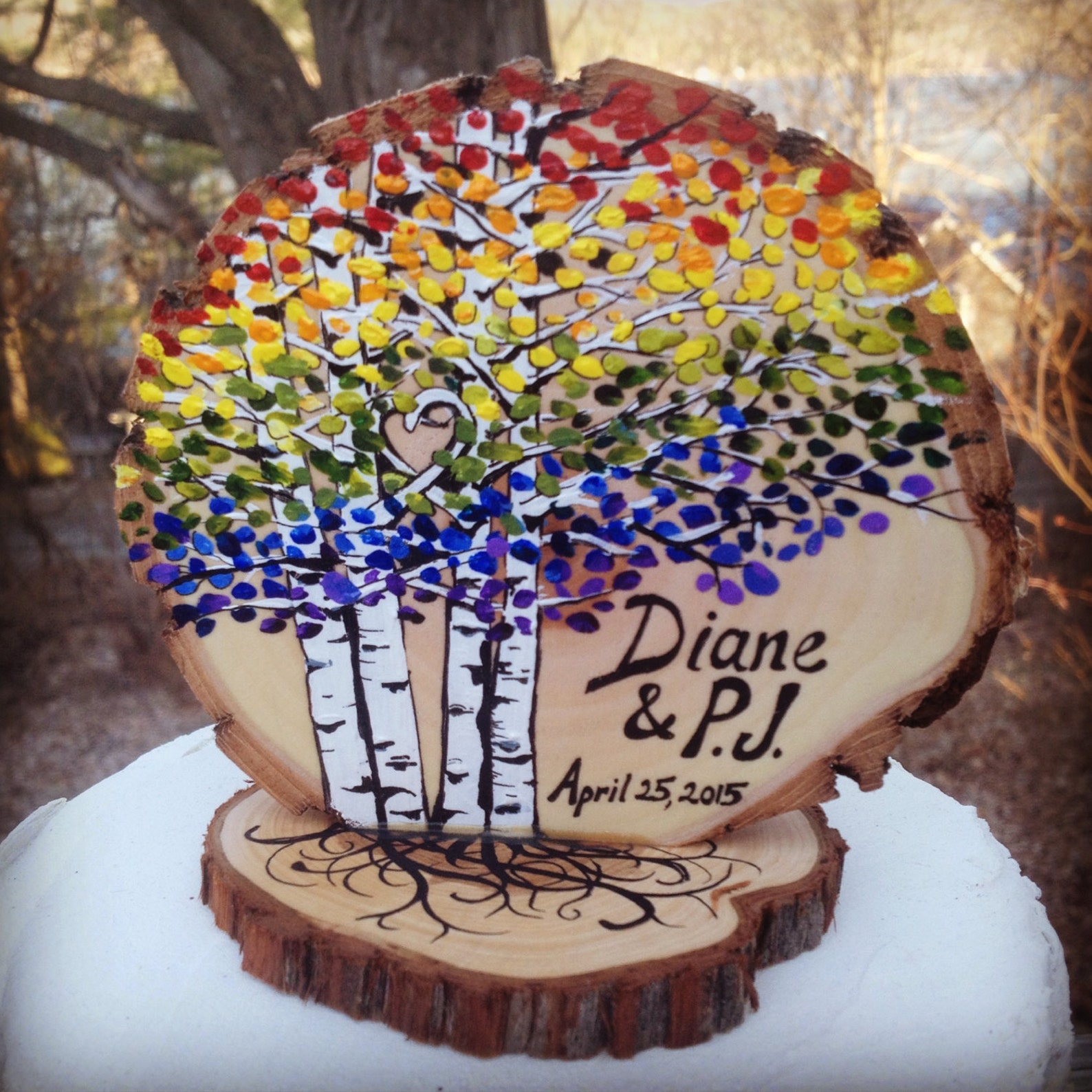 Birch Aspen Trees Wedding Cake Topper Custom Wedding Colors - Etsy