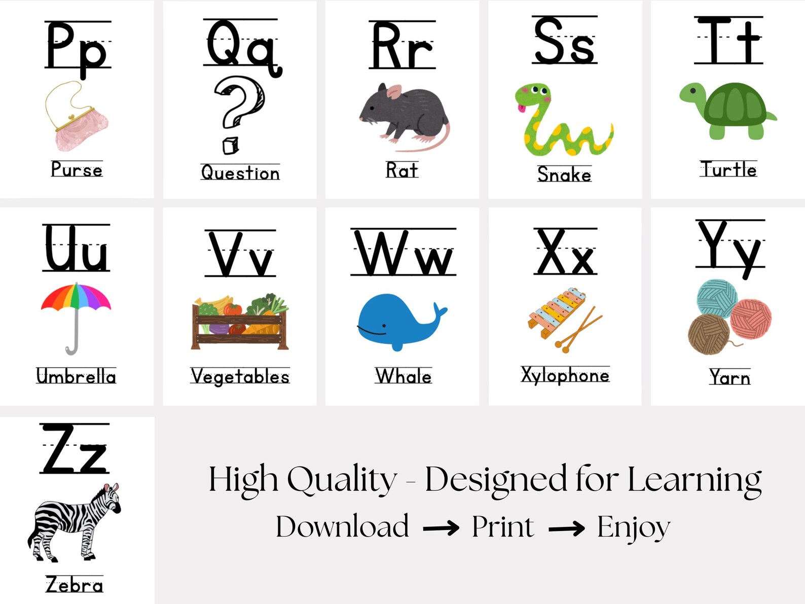 Alphabet Flashcards A-Z | Colorful ABC Learning Cards for Kids ...