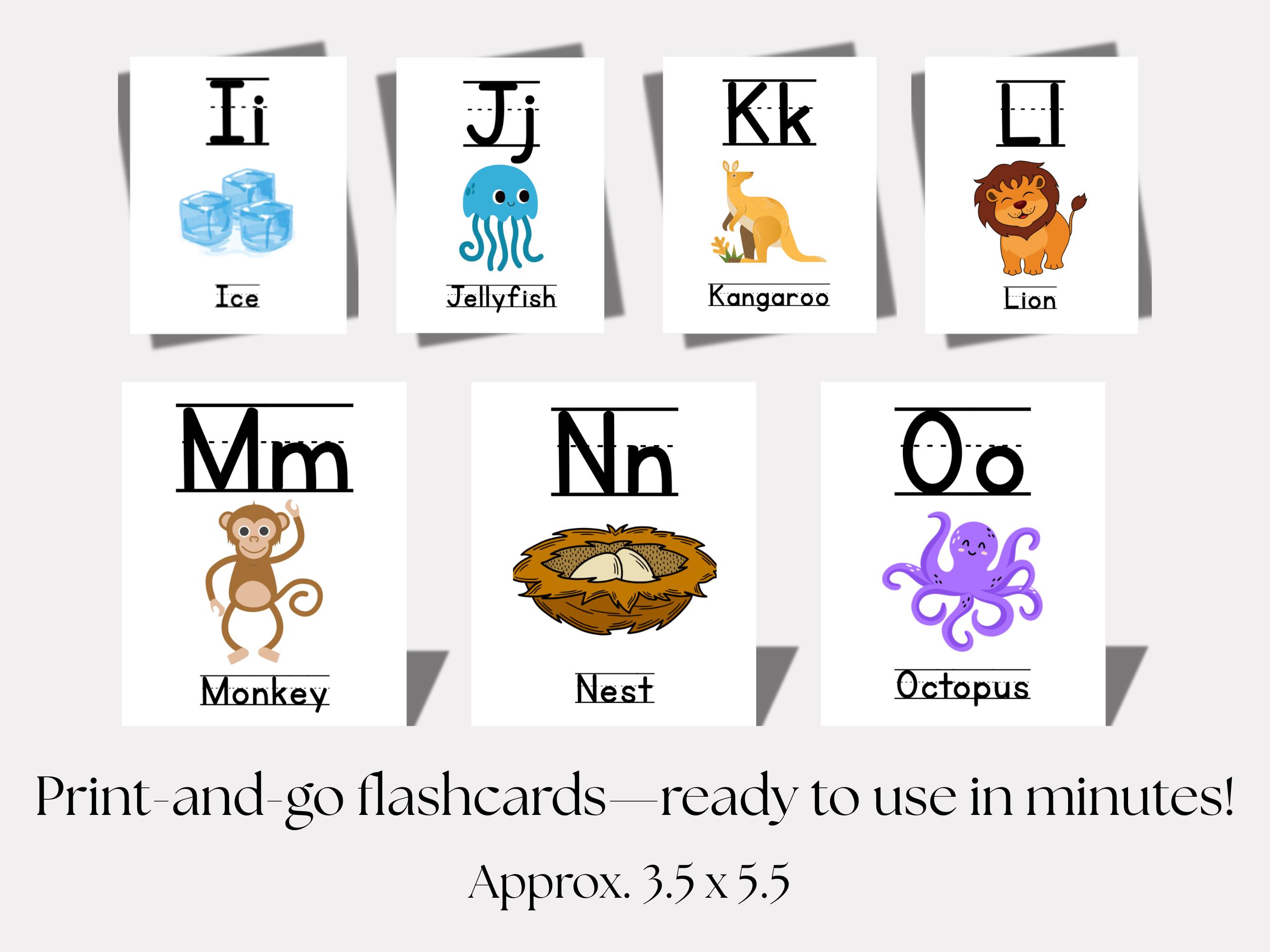 Alphabet Flashcards A-Z | Colorful ABC Learning Cards for Kids ...