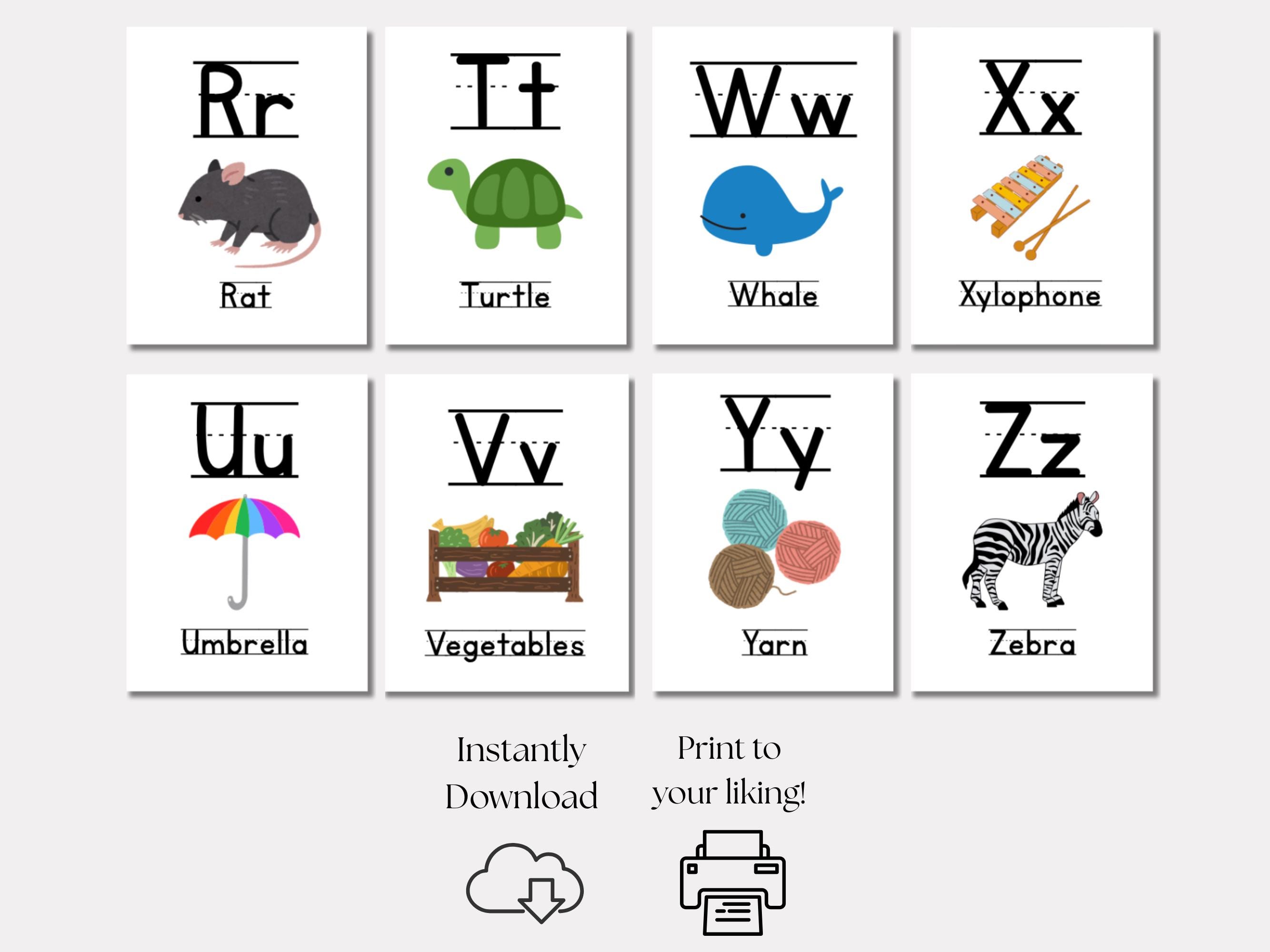 Alphabet Flashcards A-Z | Colorful ABC Learning Cards for Kids ...