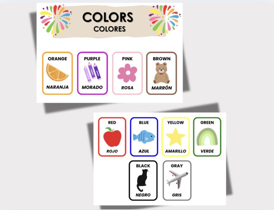 Bilingual Color Flashcards | English & Spanish Printable | Preschool ...