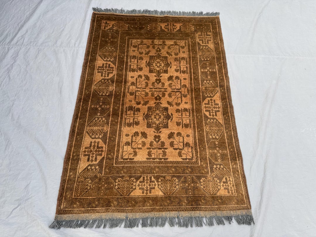 Bukhara Hand-knotted Rug, Terracotta Faded Design, 3.5x4.10 Ft ...