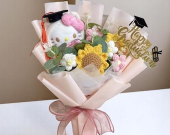 Plush Flower Bouquet, Crochet Flower Bouquet, Graduation Gift, Perfect ...