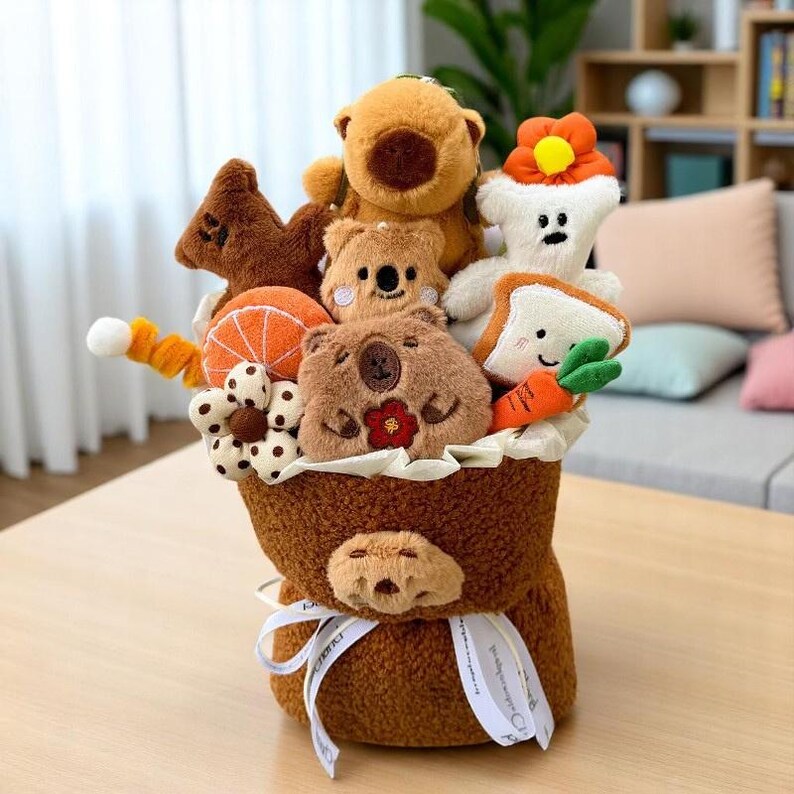 Animals Plush Flower Bouquet, Cartoon Dolls, Birthday Gift - Etsy