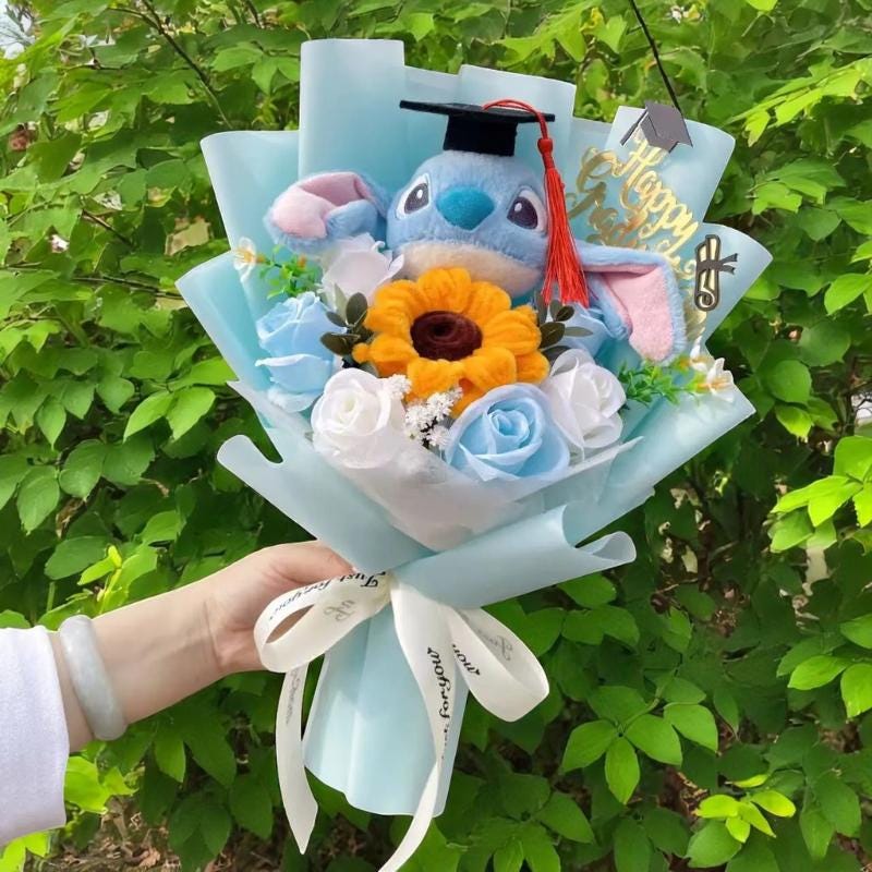 Crochet Plush Flower Bouquet: Anime Gift for Graduation - Etsy