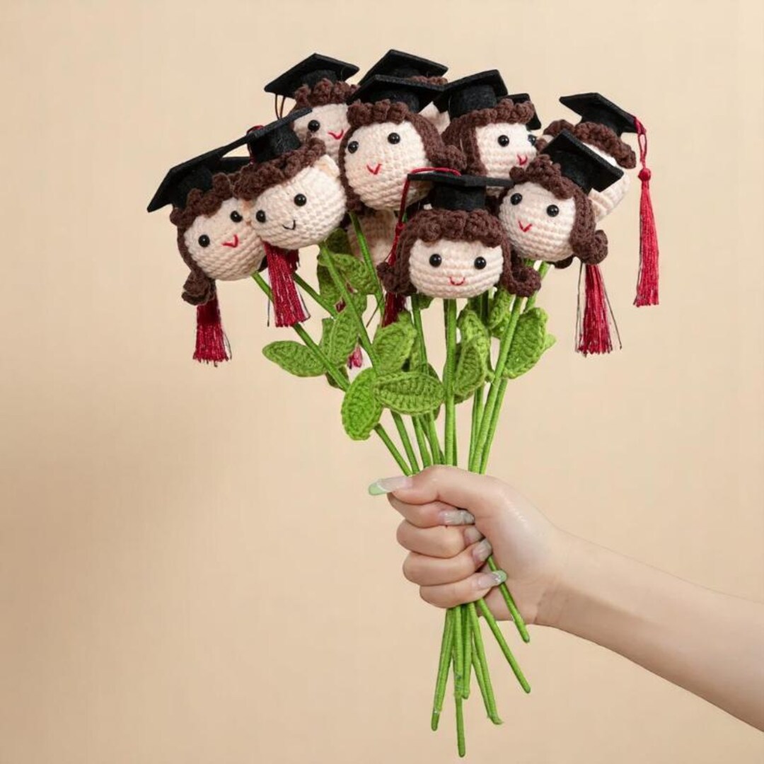 Crochet Flowers for Graduation, Handcrafted Knitted Graduation Dolls ...