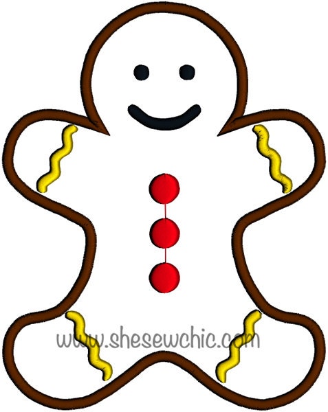 Gingerbread Boy Applique Machine Embroidery Design File - Etsy