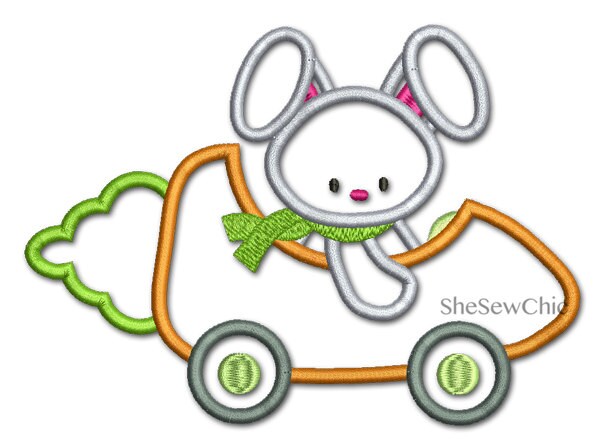 Bunny Riding in a Carrot Car Perfect for Easter and Spring | Etsy